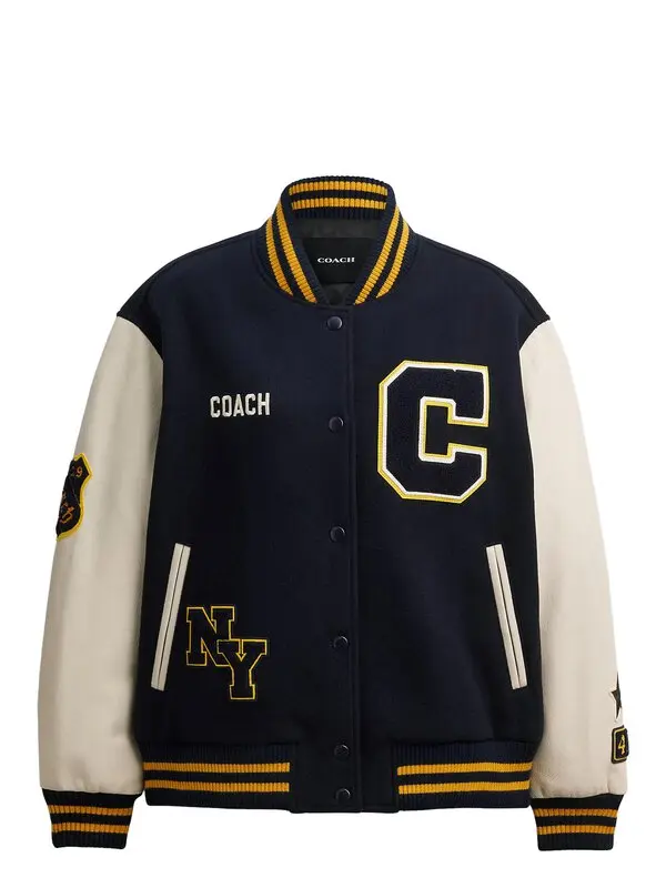 Coach Wool Varsity Jacket - Navy Blue