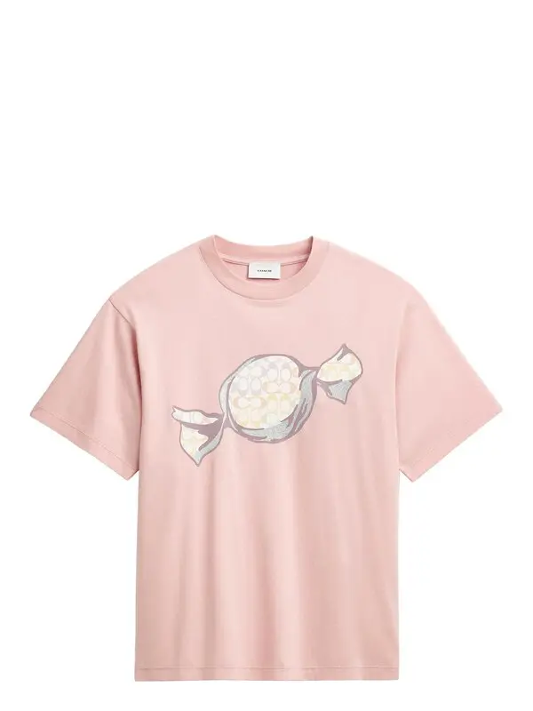 COACH Candy Relaxed T-shirt In Organic Cotton - Pink