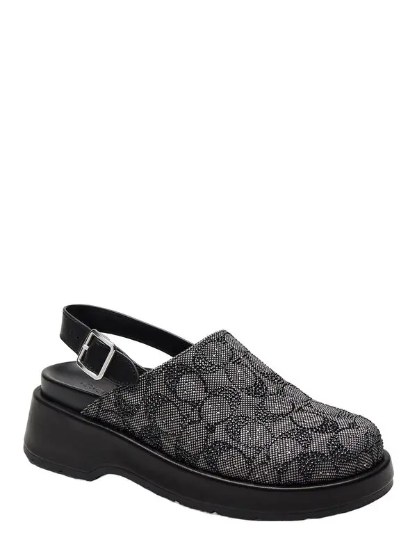Coach Sculpted C Platform Clog In Crystal Signature Jacquard - Black