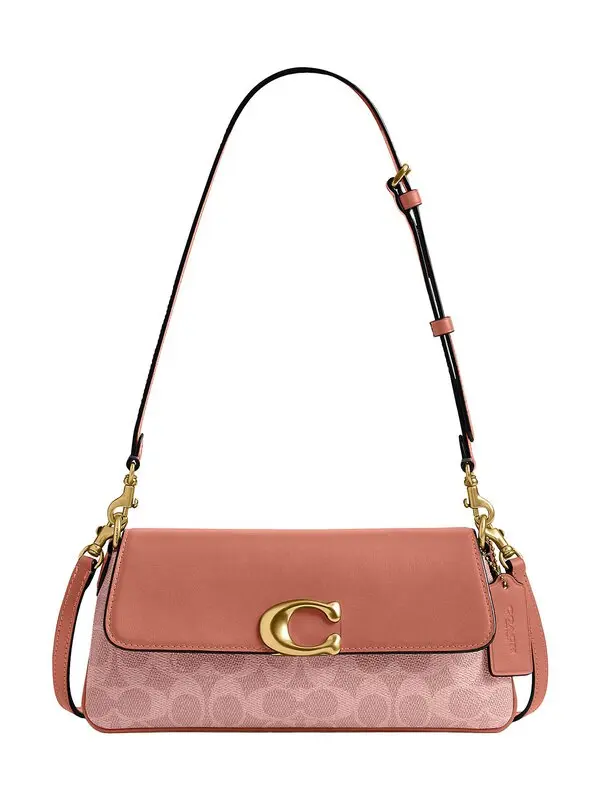 COACH Jet Shoulder Bag In Signature Canvas - Brass/melon Pink