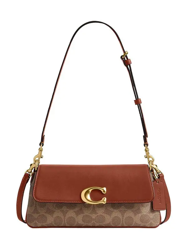 COACH Jet Shoulder Bag In Signature Canvas - Brass/tan Caramel