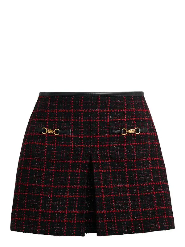 Coach Sculpted C Tweed Mini Skirt - Red/black