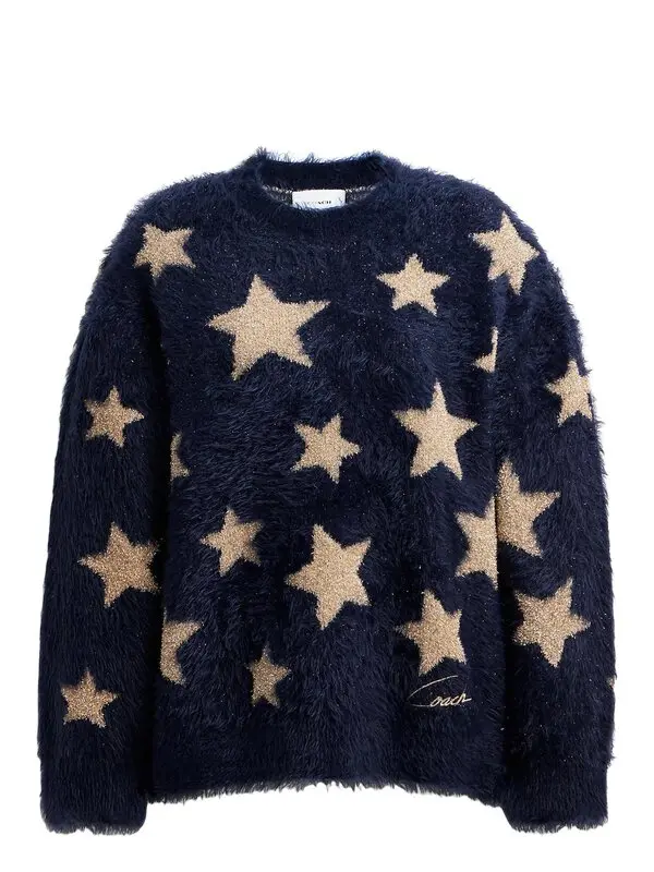 COACH Star Crewneck Sweater - Navy Blue