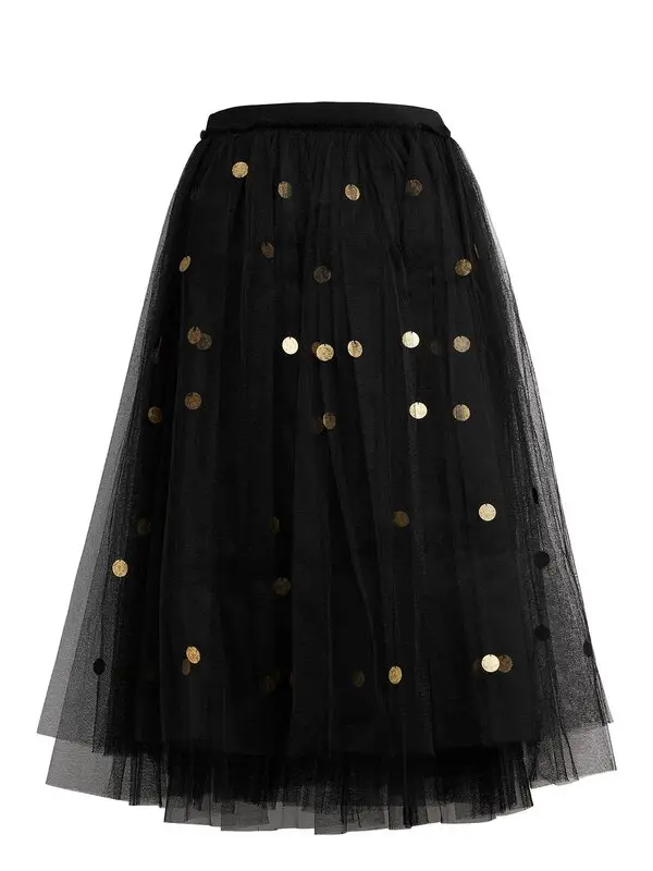 COACH Sequin Paillette Tulle Maxi Skirt - Black