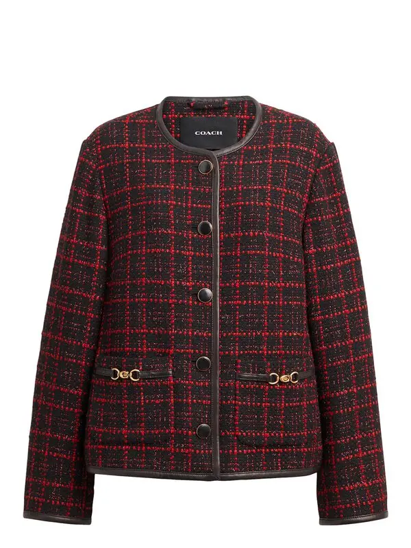 Coach Sculpted C Tweed Jacket - Red/black