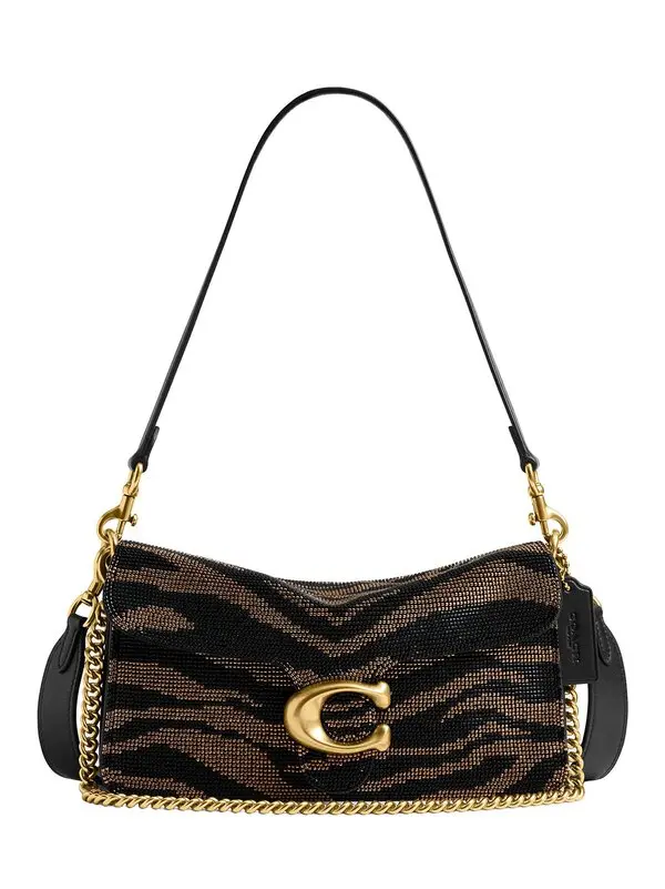Coach Tabby Shoulder Bag 26 With Beaded Tiger - Brass/black