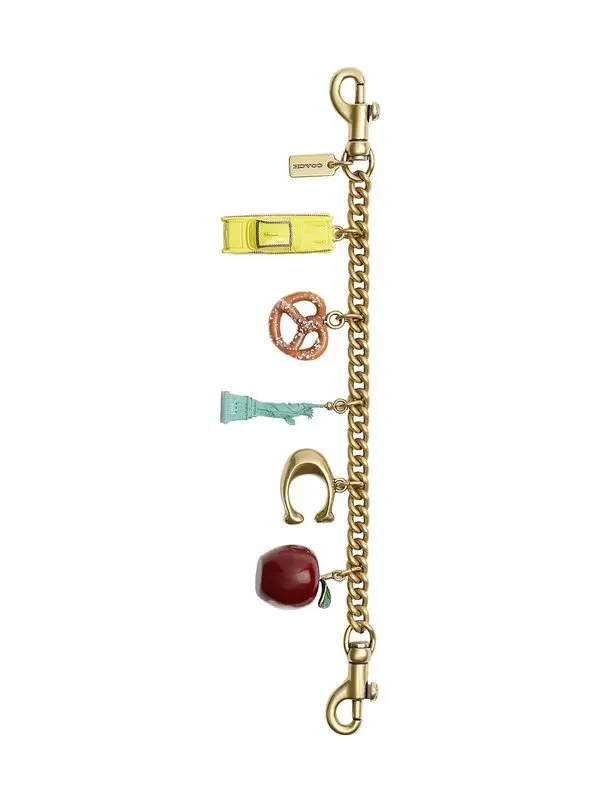 COACH® New York Motif Chain Bag Charm - Brass/multi