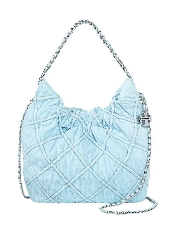 Tory Burch Mini Fleming Hobo Bag - Denim Seltzer