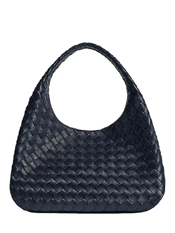 Bottega Veneta Campana Intrecciato Leather Shoulder Bag - Midnight/muse Brass