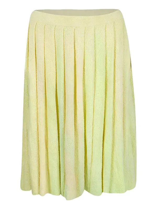 Prada Pleated Cotton Flared Skirt - Yellow