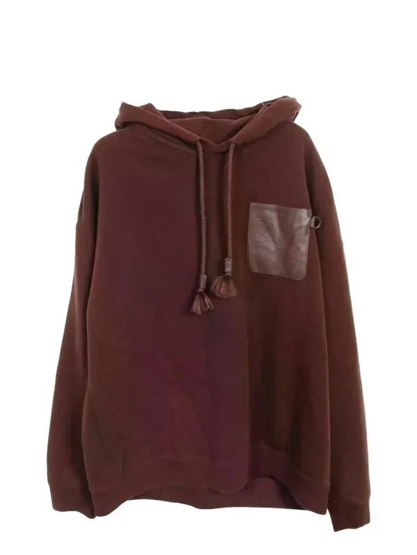 Loewe 2010s Leather-pocket Cotton Hoodie - Brown