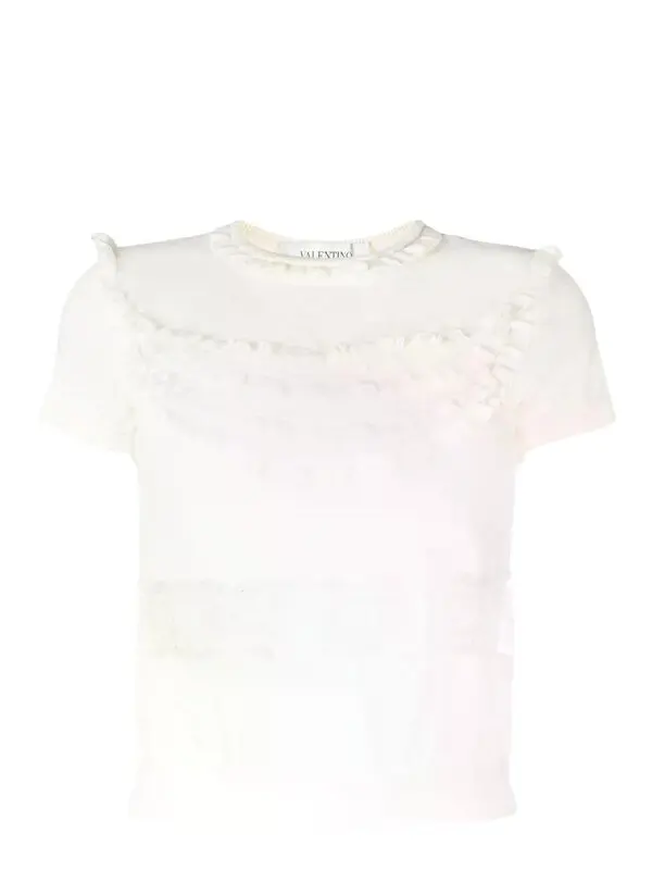 Valentino Garavani 2000 Lace-detail Wool Knitted Top - White