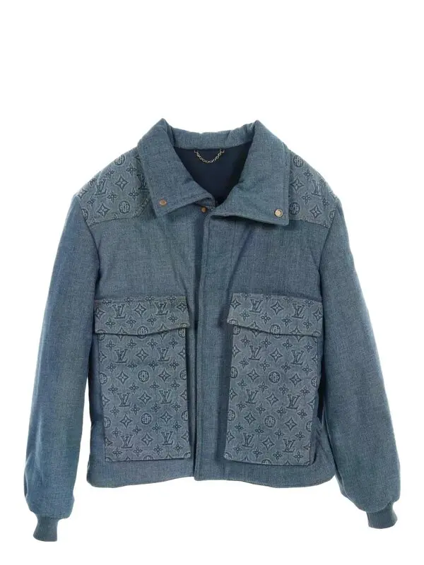 LOUIS VUITTON 2010s Monogram Shadow Denim Jacket - Blue