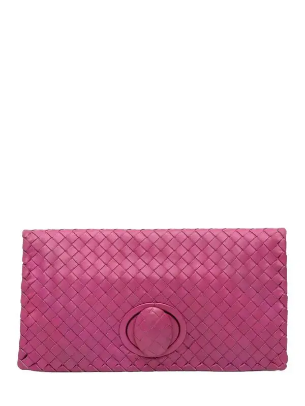 Bottega Veneta 2011 Nappa Intrecciato Turn Lock Clutch Bag - Pink