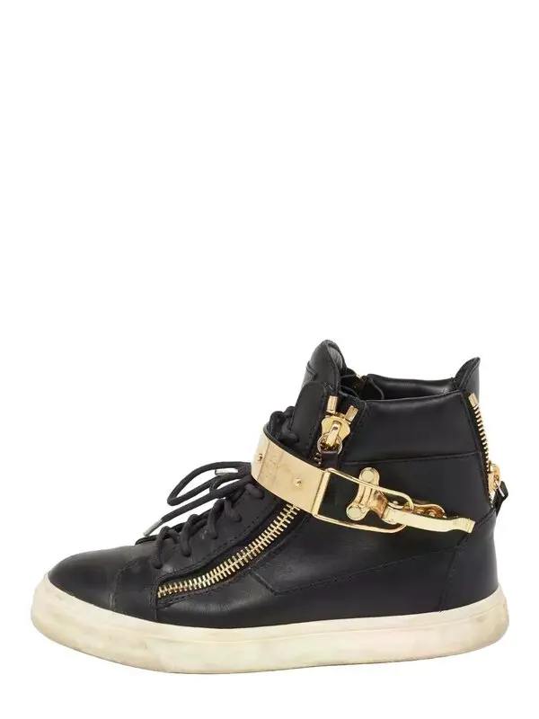 GIUSEPPE ZANOTTI Leather High-top Sneakers - Black