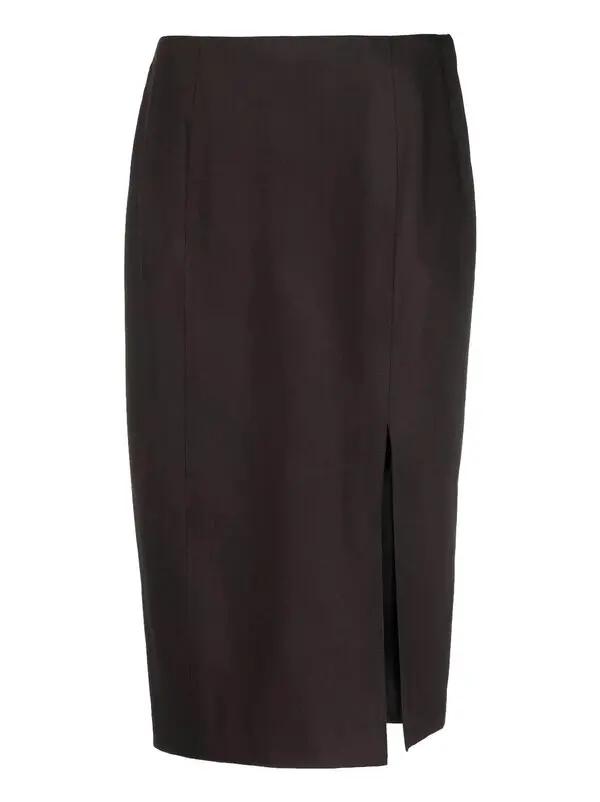 Dior 2010 Side-slit Midi Skirt - Brown