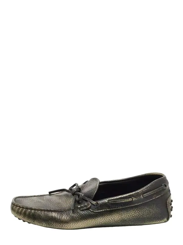 TOD'S Gommino Leather Boat Shoes - Metallic