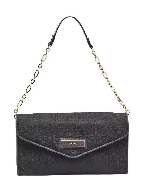 Dkny Monogram Flap Shoulder Bag - Black