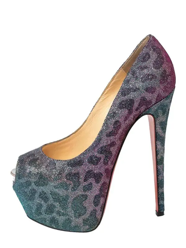 CHRISTIAN LOUBOUTIN 155mm Leopard-print Platform Pumps - Blue