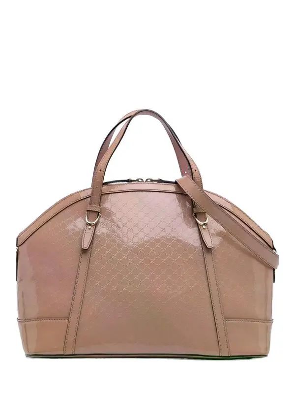 Gucci Large Microissima Patent Dome Satchel - Brown