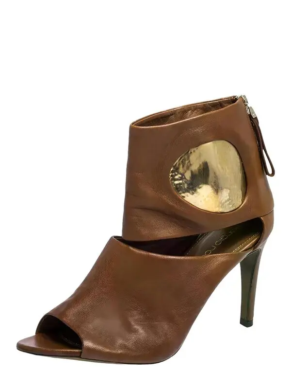 SERGIO ROSSI Cut-out Metal-detail Booties - Brown