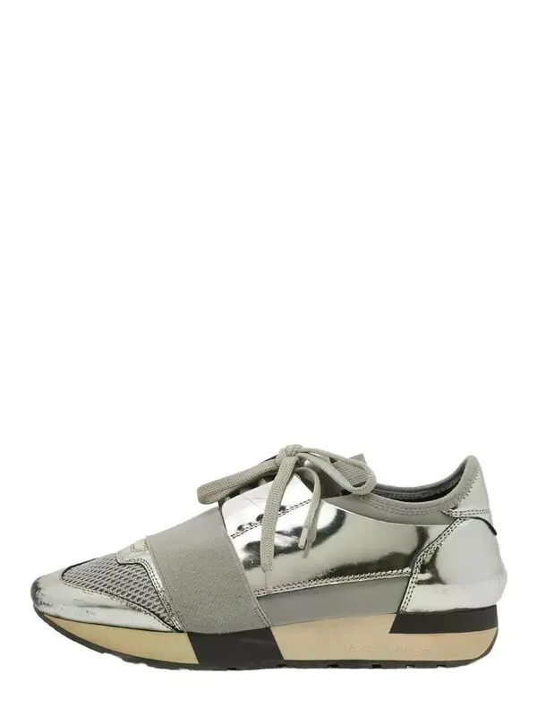 Balenciaga Metallic Leather Sneakers - Silver