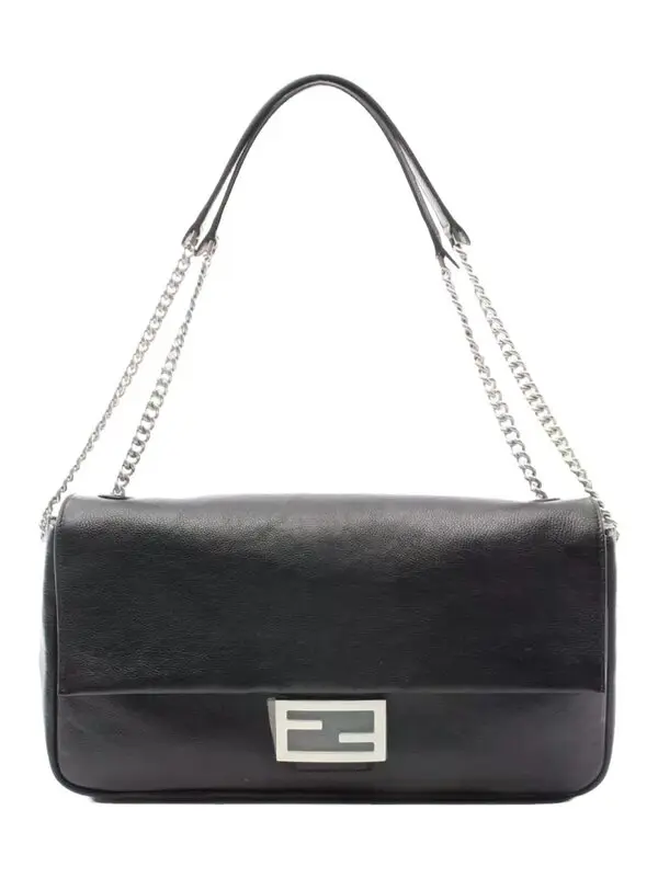 Fendi 20s Baguette Chain Large Shoulder Bag - Black