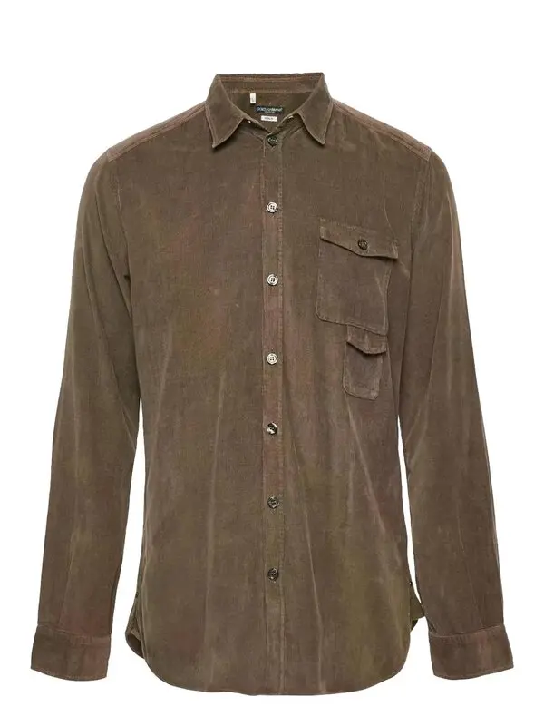 Dolce & Gabbana Pocket-detail Corduroy Shirt - Brown