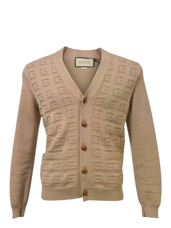 Gucci Gg-pattern V-neck Cardigan - Brown