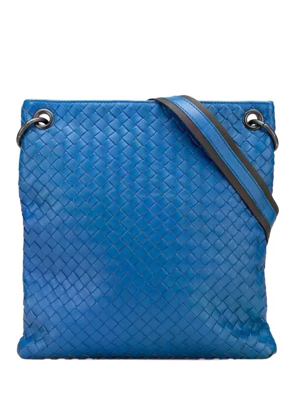 Bottega Veneta 2012-2025 Leather Intrecciato Crossbody Bag - Blue