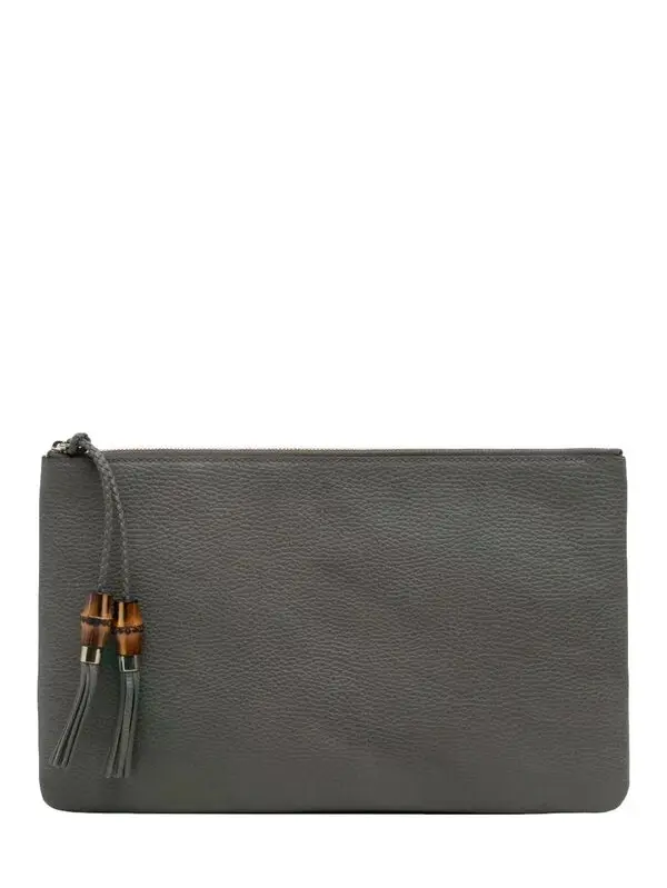 Gucci Calfskin Bamboo Tassel Clutch Bag - Grey