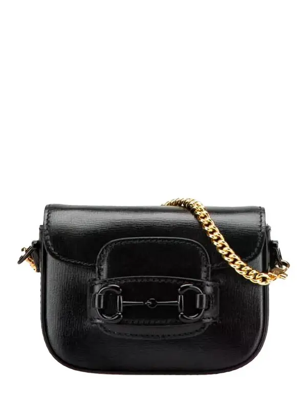 Gucci Mini Leather Horsebit 1955 Web Satchel - Black