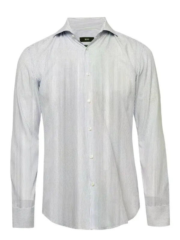 BOSS Striped Cotton Shirt - White