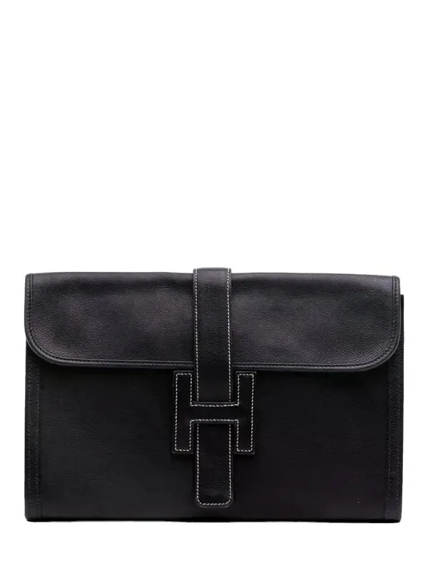 Hermès 2012 Evergrain Jige Pm Clutch Bag - Black