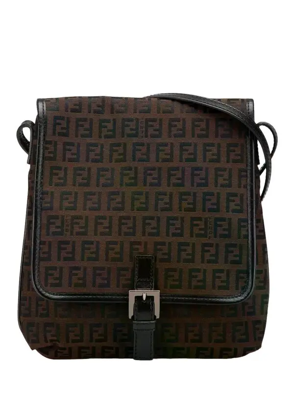 Fendi 2000-2010 Zucchino Canvas Crossbody Bag - Brown