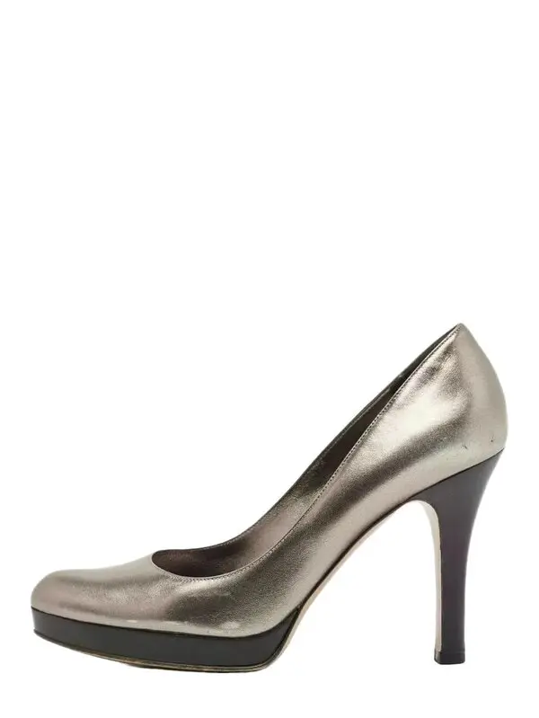 Gucci 100mm Metallic Leather Pumps - Silver