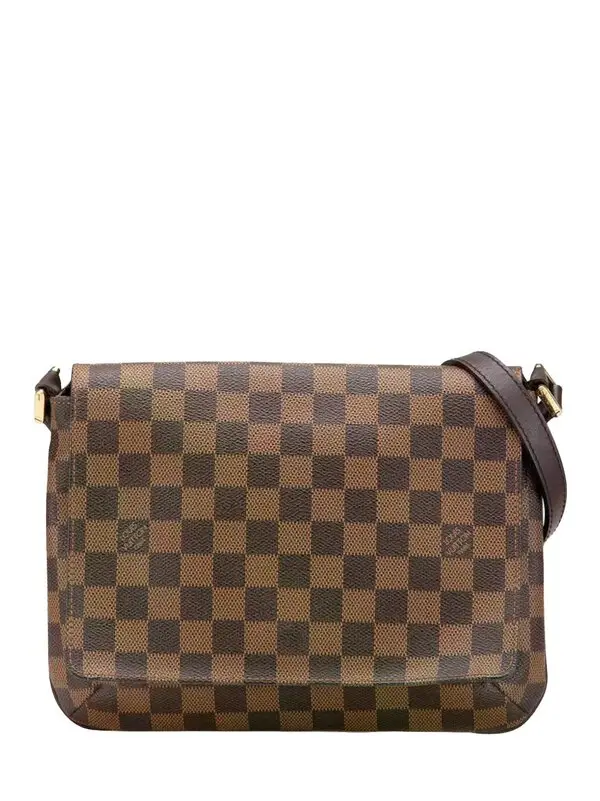 LOUIS VUITTON 2003 Damier Ebene Musette Tango Short Strap Shoulder Bag - Brown