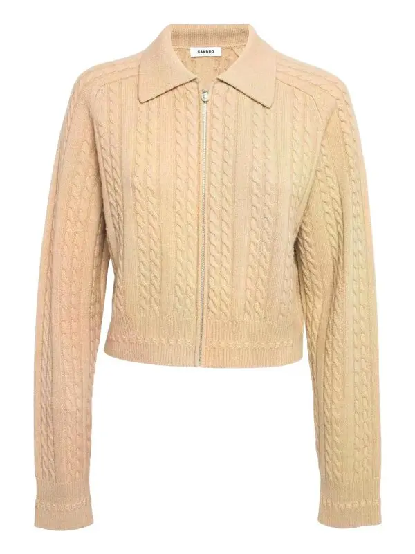 Sandro Cable-knit Cardigan - Neutrals