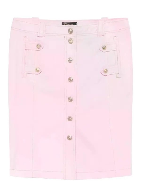 Versace 2000s Medusa Head-buttoned Mini Skirt - Pink