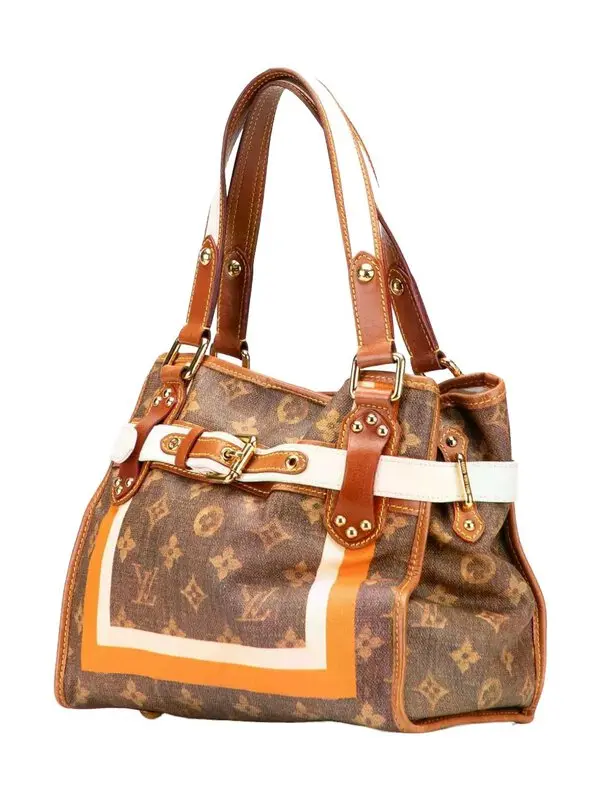 LOUIS VUITTON 2007 Limited Edition Monogram Tisse Rayures Pm Handbag - Brown