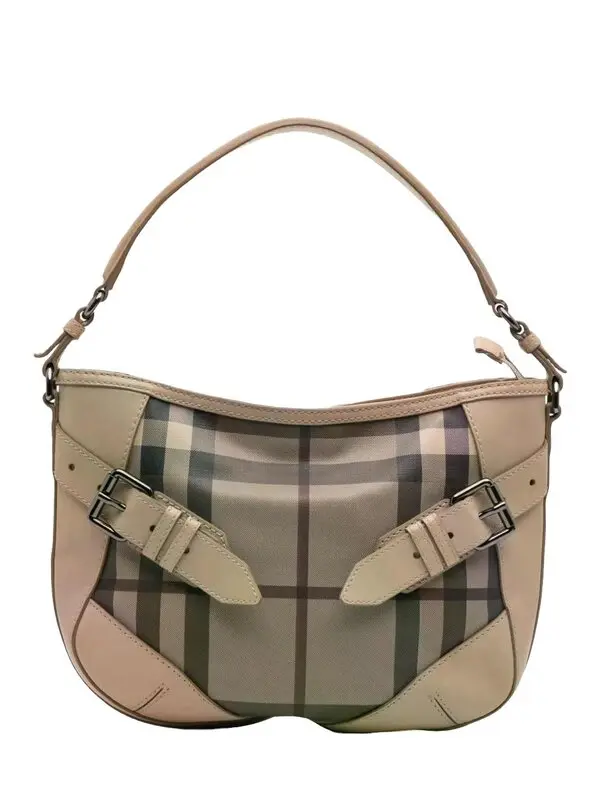 Burberry Smoke Check Coated Canvas And Leather Satchel - Brown