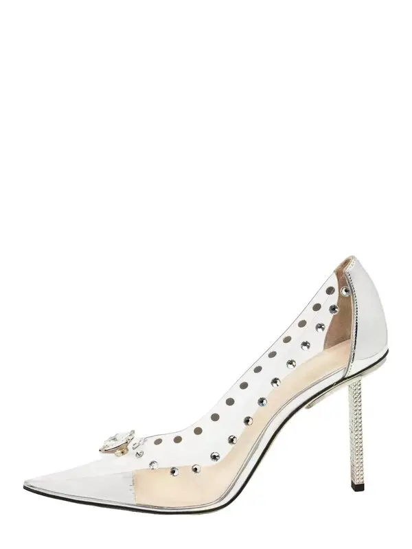Mach & Mach Crystal-embellished Leather Pumps - Silver