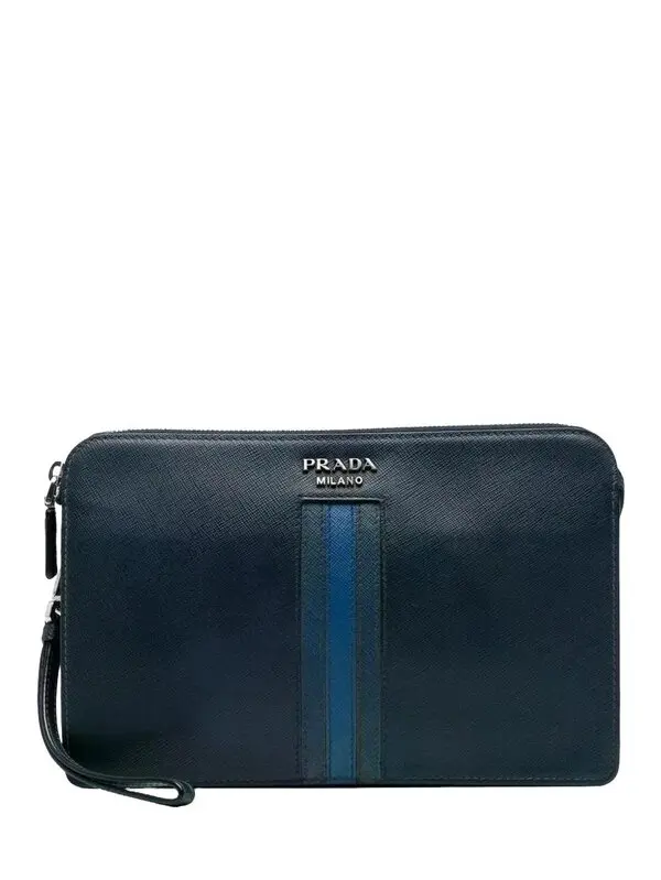 Prada Saffiano Leather Clutch Bag - Black