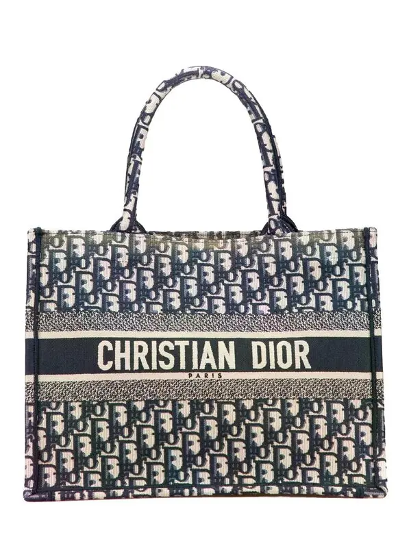 Dior 2021 Oblique Canvas Book Tote Bag - Blue