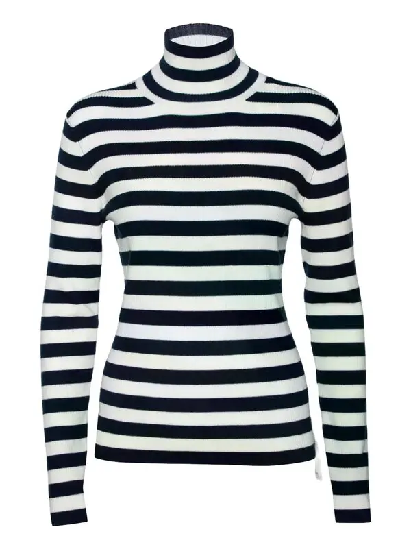 Tory Burch Striped Turtleneck Top - Blue
