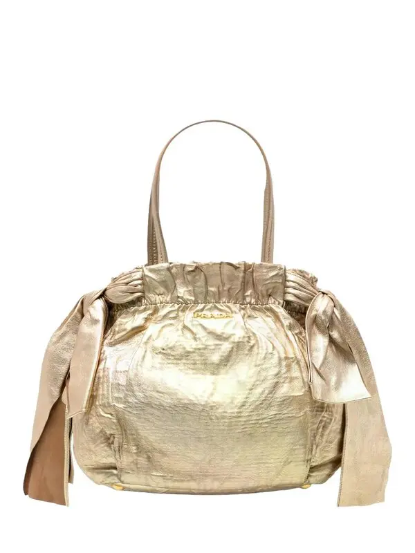 Prada Metallic Nappa Antique Bow Satchel - Gold