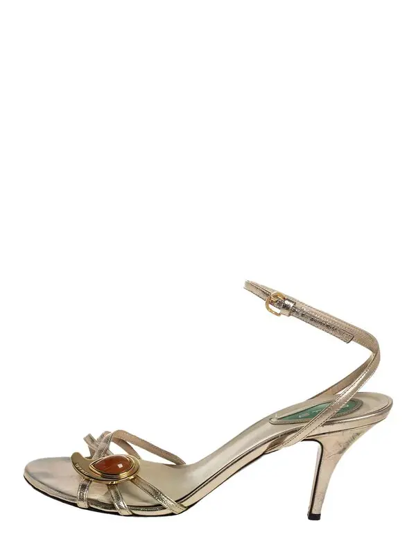 Etro 80mm Paisley-plaque Leather Sandals - Gold