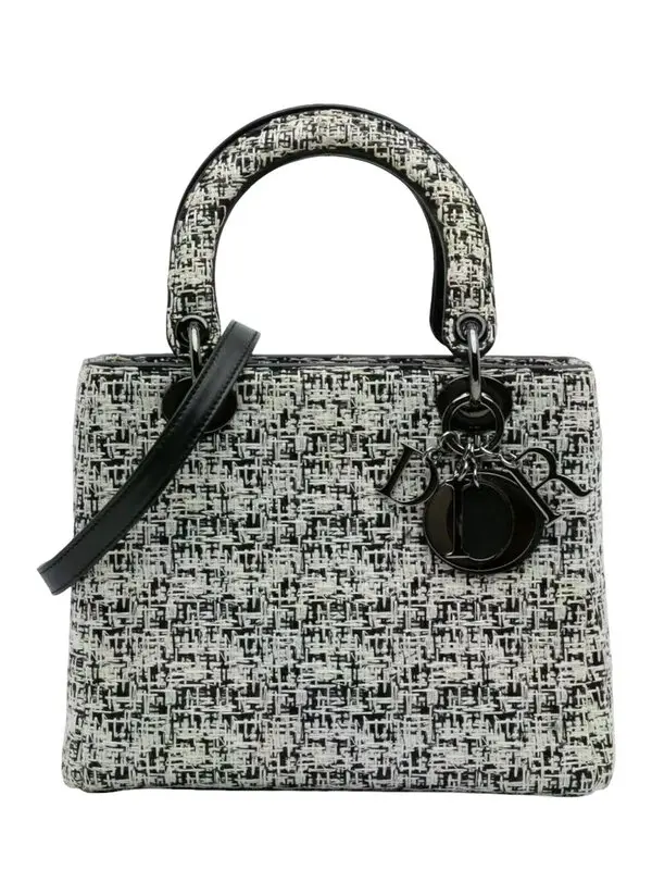 Dior 2013 Medium Tweed Lady Satchel - White