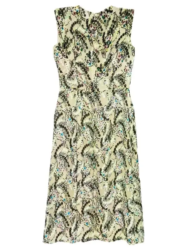 Prada Floral Textured Velvet Dress - Green