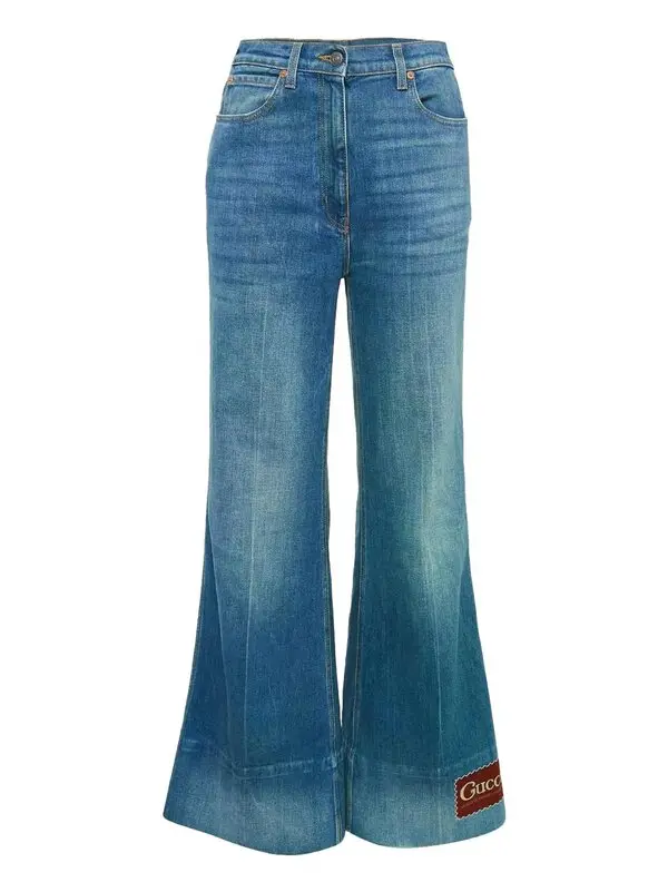 Gucci Logo-patch Flared Jeans - Blue